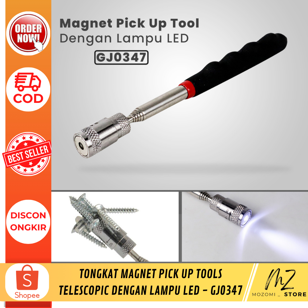 Jual Tongkat Magnet Pick Up Tools Telescopic dengan Lampu LED / ALAT ...