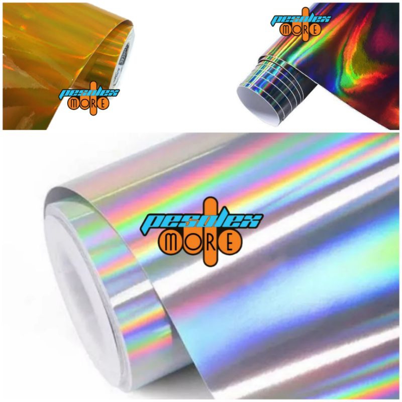Jual sticker stiker skotlet vinyl laser chrome/hologram 45cm x 50cm ...
