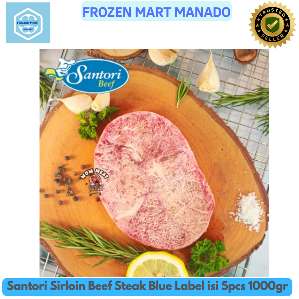 Jual Santori Sirloin Beef Steak Blue Label isi 5pcs 1000gr - Frozen ...