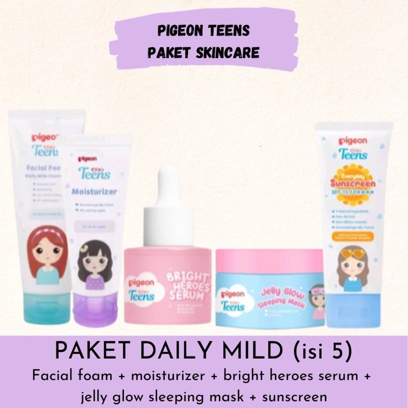 Jual Pigeon Teens Paket Lengkap Skincare Remaja 1 Set Mencerahkan ...