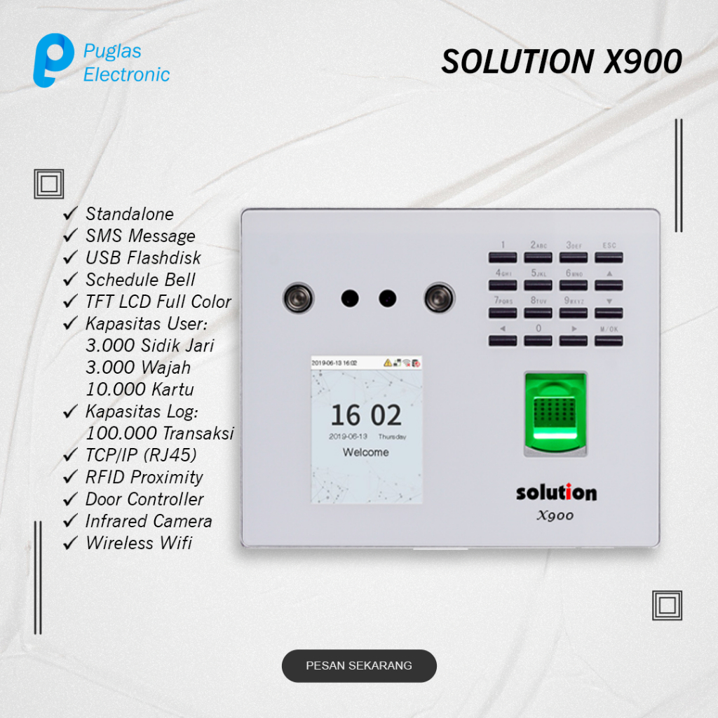 Jual Fingerprint Solution X900 Mesin Absensi Sidik Jari Bank Kantor ...