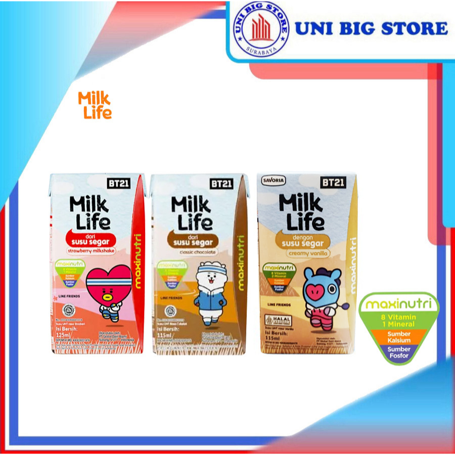 Jual Milk Life UHT Susu Vanilla Chocolate Strawberry 115 ml Kids Coklat Stroberi | Shopee Indonesia