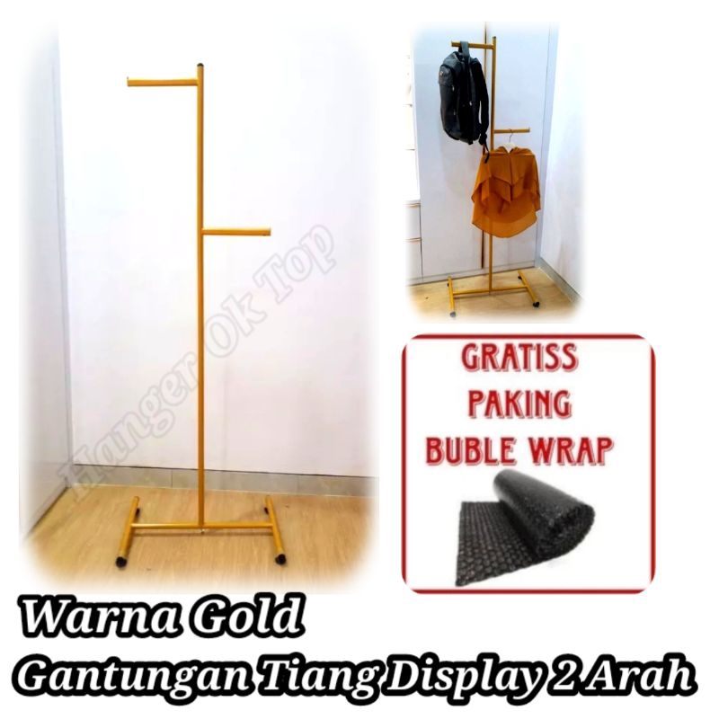 Jual Tiang Gantungan Baju Display 2 Arah Warna Gold | Shopee Indonesia