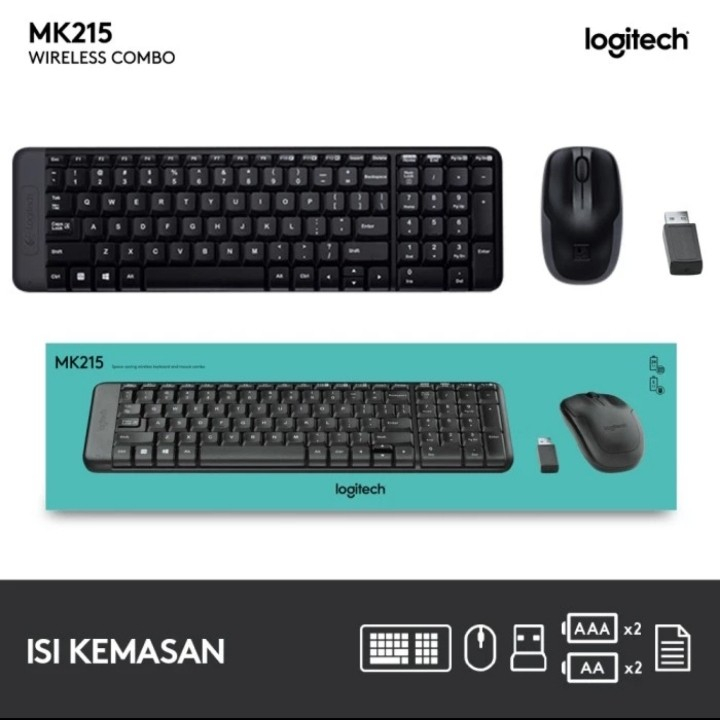Jual logitech MK215 Combo Keyboard dan Mouse Wireless Compact | Shopee ...