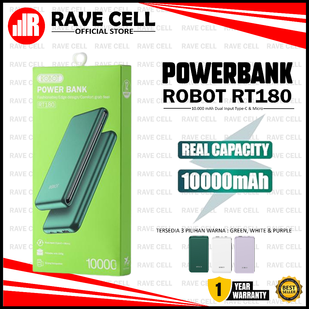 Jual Powerbank ROBOT RT180 10000mAh Dual Input | Shopee Indonesia