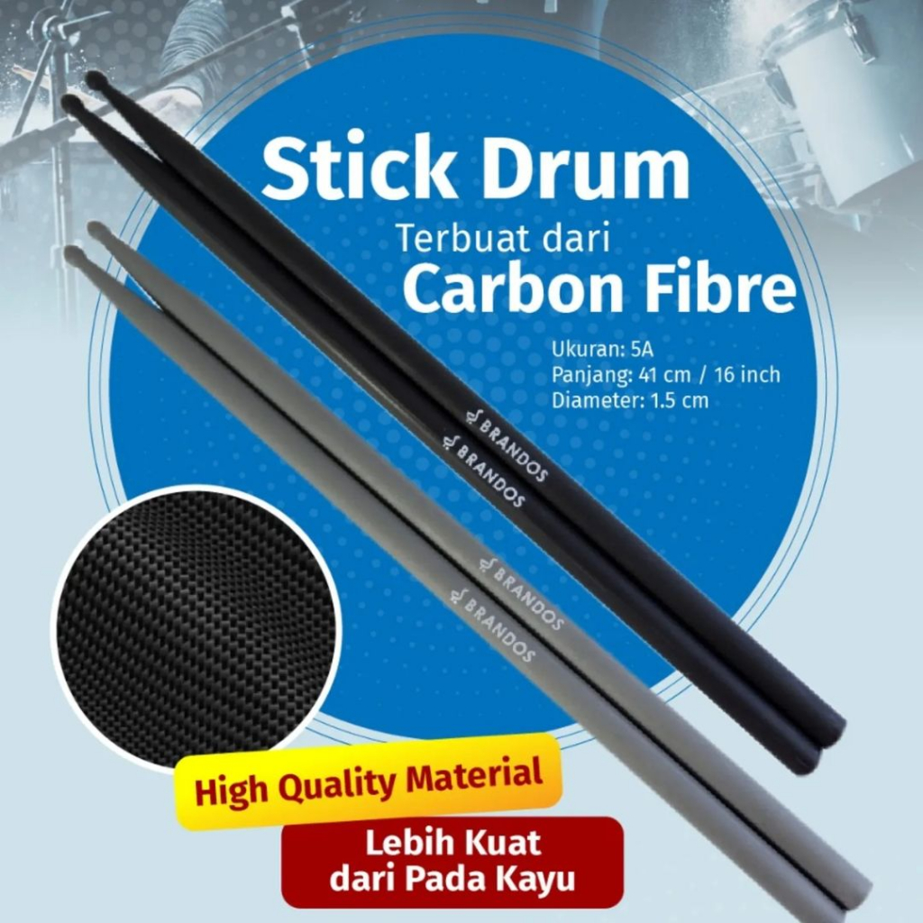 Jual Stick Drum Bahan Carbon Fibre BRANDOS Stik Drum Impor STKD-55 ...