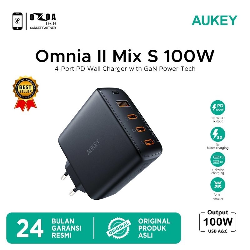 Jual AUKEY ADAPTER OMNIA II MIX S 100W 4-PORT (NEW) AUKEY PONTIANAK | Shopee Indonesia