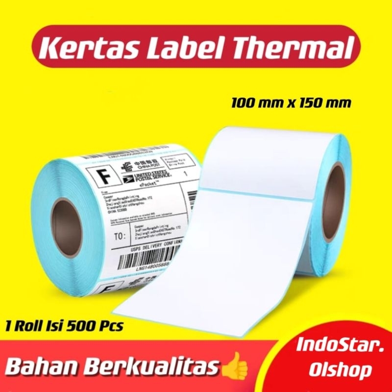 Jual Kertas Thermal 100x150mm isi 500pcs / Sticker Lebel Thermal Barcode Roll A6⭐ IndoStar ⭐ ...