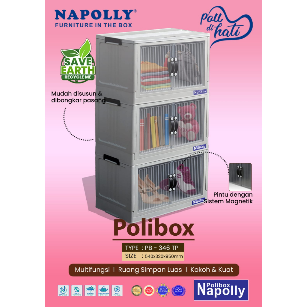 Jual CONTAINER BOX LIPAT RAK SERBAGUNA LEMARI SUSUN PLASTIK NAPOLLY ...