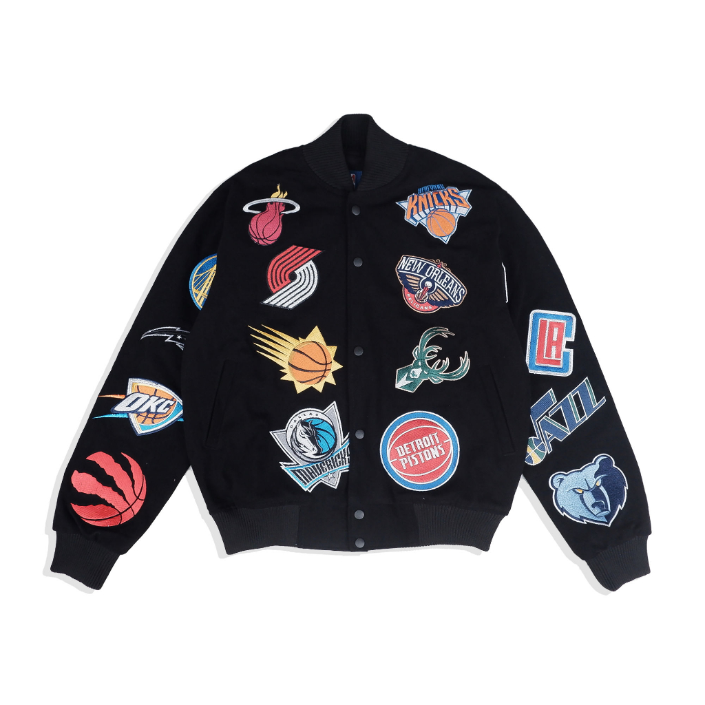 Jual JACKET TWILL VARSITY NBA TEAM COLLAGE PATCH | Shopee Indonesia