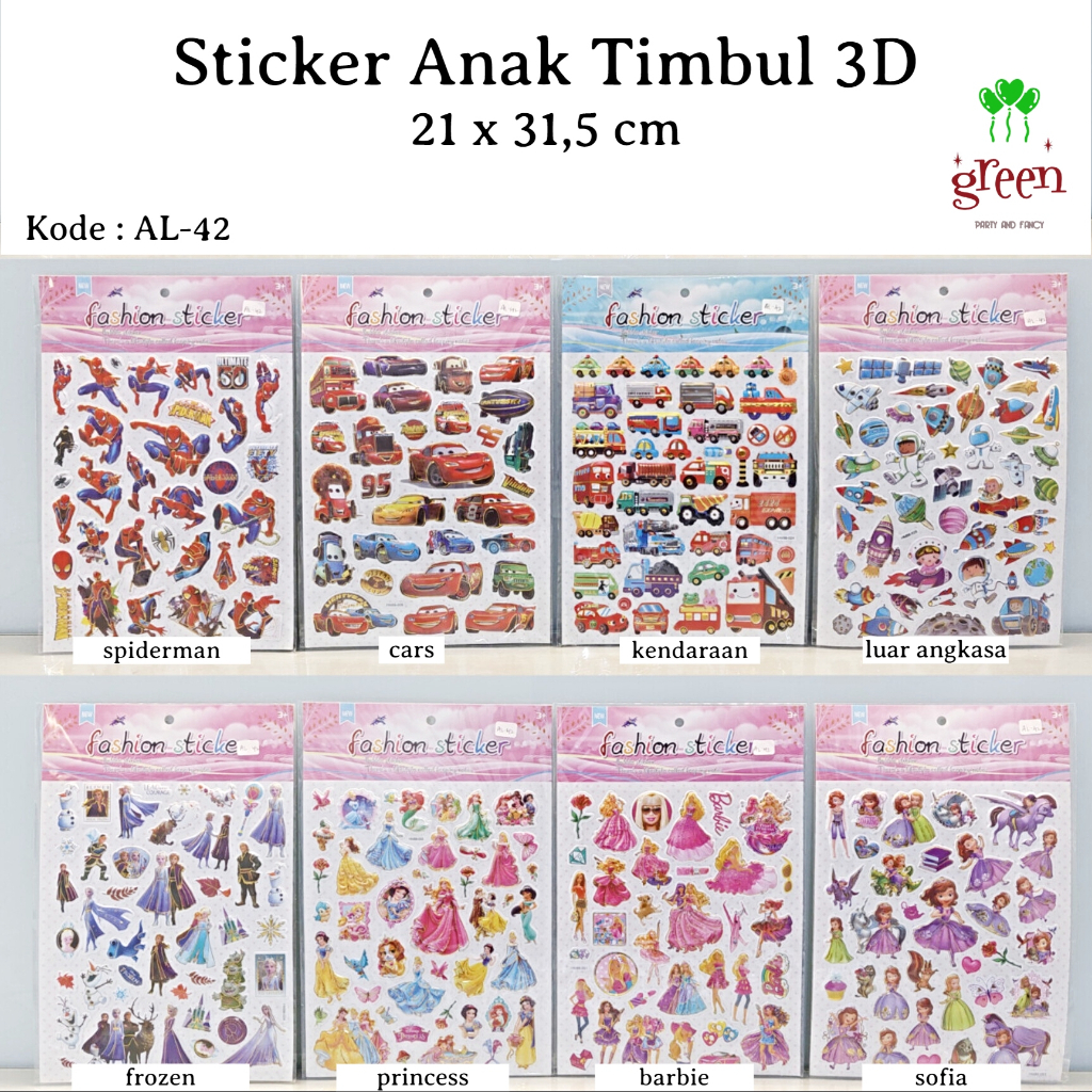 Jual Sticker anak 21x26 cm Sticker timbul 3D Sticker stiker anak bisa ...