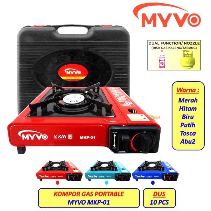 Jual KOMPOR GAS PORTABLE CAMPING MYVO SNI 2in1 2 FUNGSI GAS KALENG DAN GAS 3kg 12kg | Shopee ...