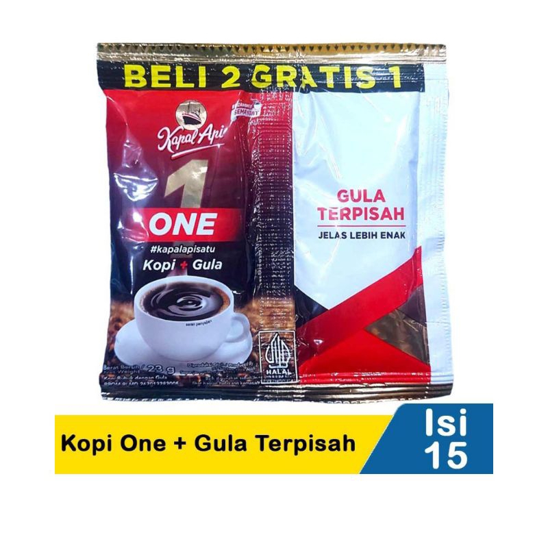 Jual Kapal Api Kopi one + gula terpisah 15 sachet x 23g | Shopee Indonesia