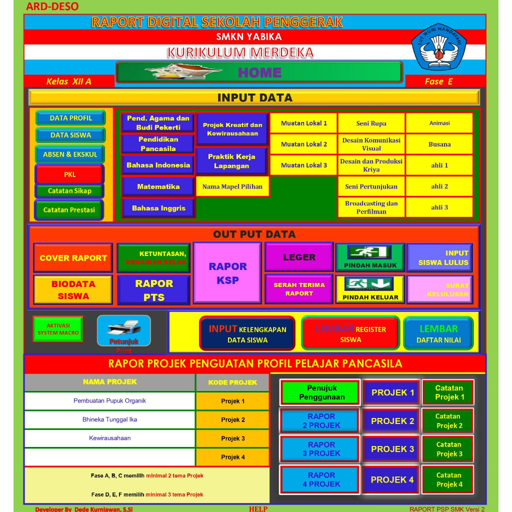Jual Aplikasi Rapor SMK Kurikulum Merdeka IKM berbasis excel Jenjang ...
