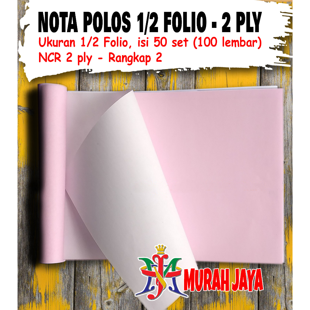 Jual NOTA BON NCR POLOS KOSONG 1/2 FOLIO 2 RANGKAP 2 PLY PUTIH MERAH ...