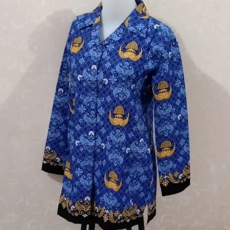 Jual BAJU SERAGAM KORPRI PRIA DAN WANITA TERBARU LAPIS FULLRING KERAH BIRU | Shopee Indonesia