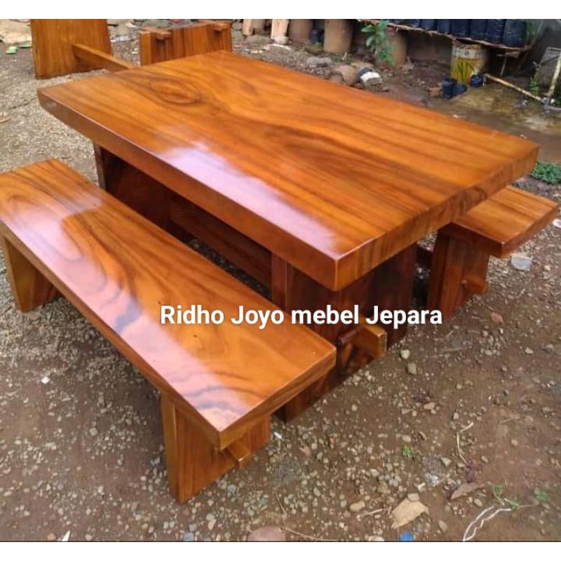 Jual meja makan kayu trembesi utuh meja makan minimalis meja cafe meja ...