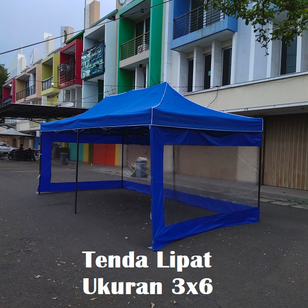 Jual Tenda Lipat 3x6 Ketebalan Besi 0.6 MM Lengkap Dinding Mika 3 Sisi - Folding Tent - Tenda ...
