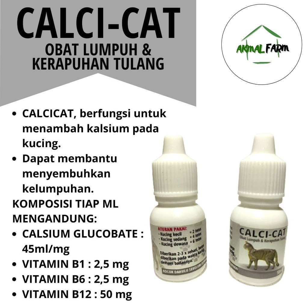 Jual Calcicat Obat Kucing Lumpuh Kalsium Kerapuhan Tulang Hewan ...