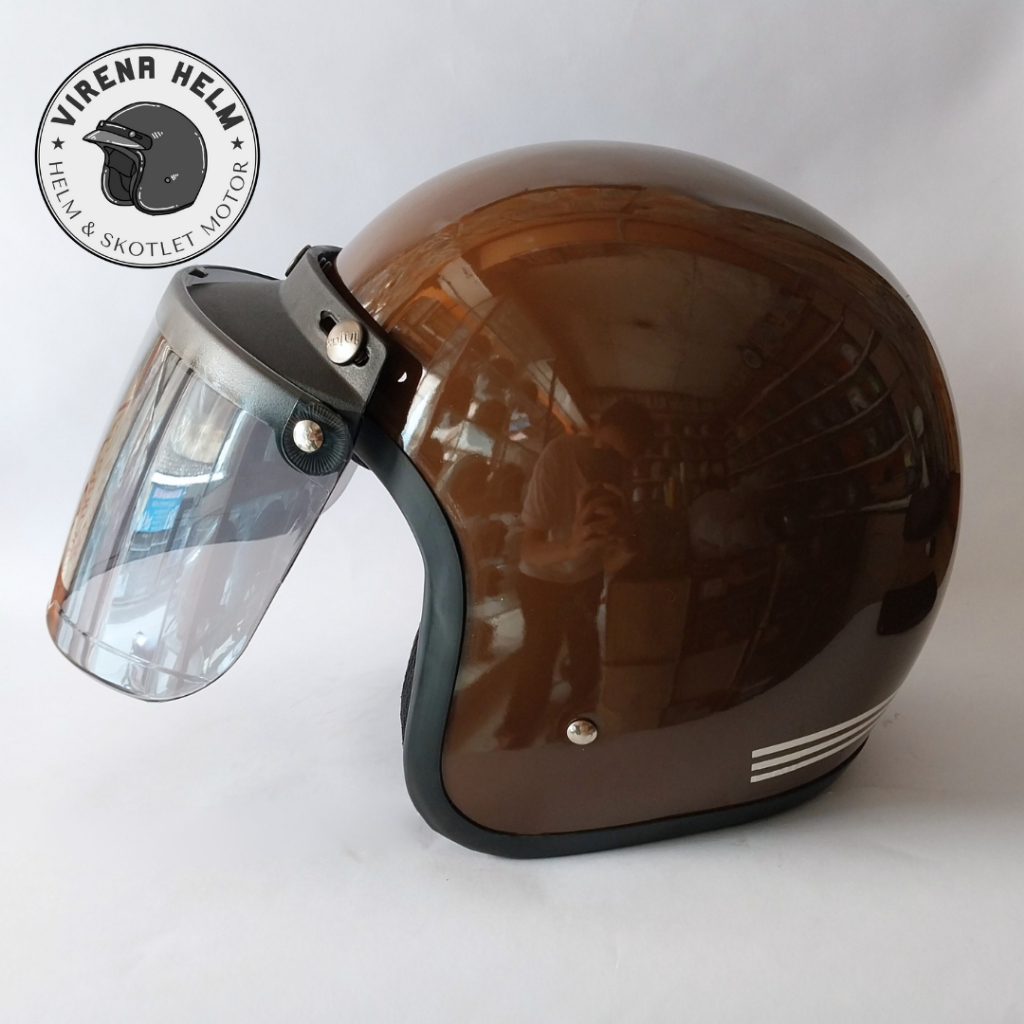 Jual HELM ARC COKLAT GLOSSY POLOS DEWASA SNI MURAH FREE PACKING DUS DAN ...