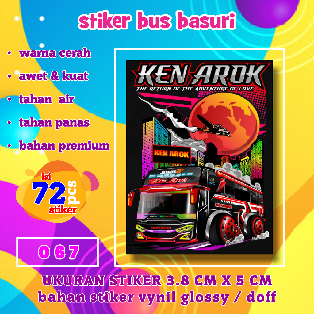 Jual stiker bus basuri ken arok [067] warna cerah kuat tidak luntur ...