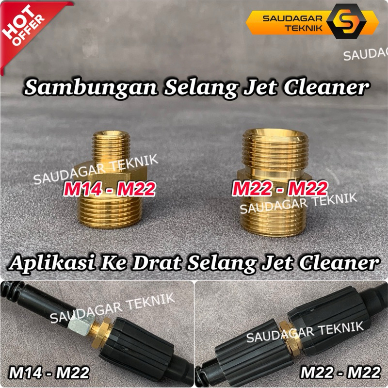 Jual Nepel Adaptor Sambungan Selang Jet Cleaner Drat M14 Ke M22 Dan M22 ...