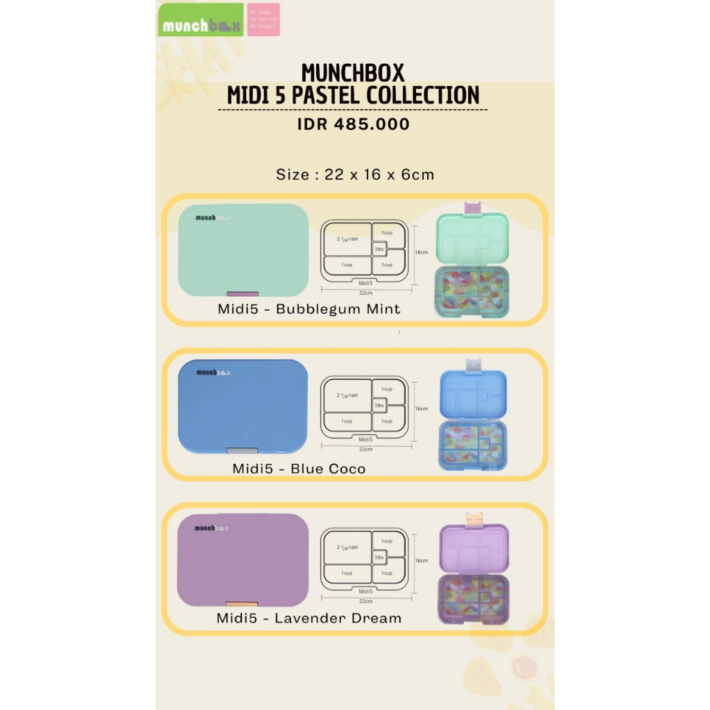 Jual MUNCHBOX MIDI 5 PASTEL COLLECTION (LUNCH BOX) | Shopee Indonesia