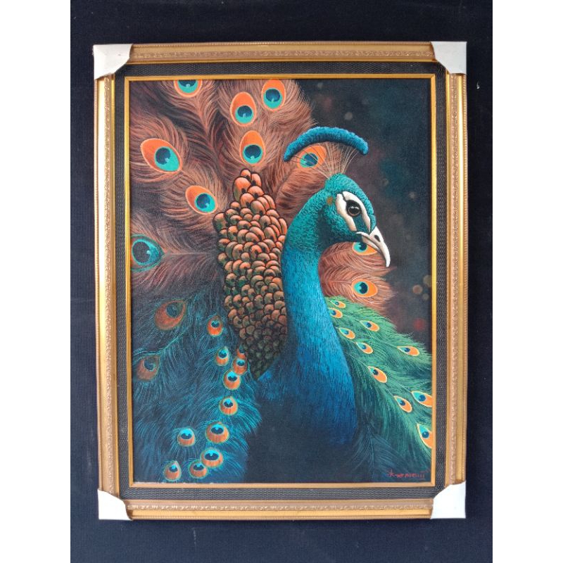 Jual lukisan burung merak,lukisan kanvas | Shopee Indonesia