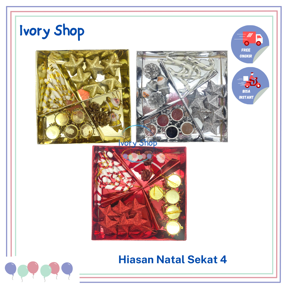 Jual Ornamen Hiasan Natal Gantungan Pohon Box sekat 4 | Shopee Indonesia