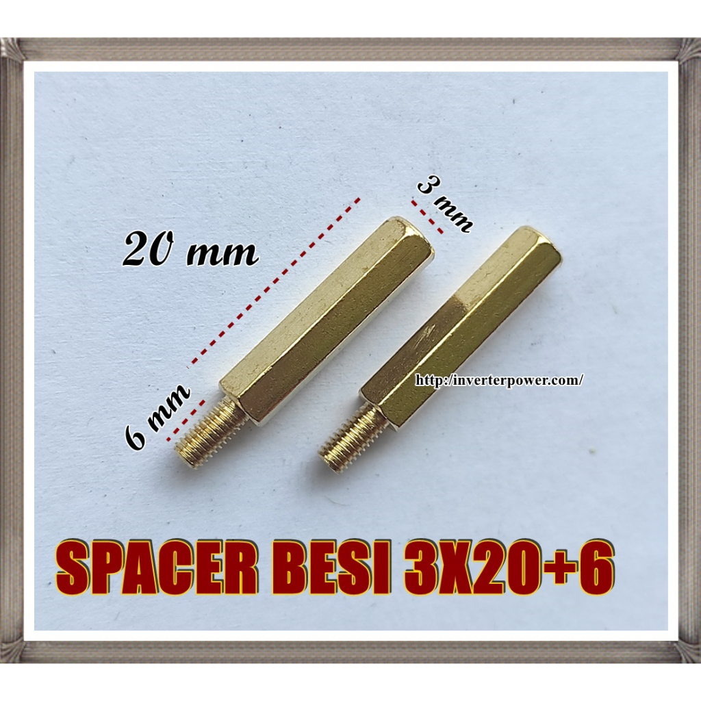 Jual SPACER LOGAM BESI KUNINGAN 2CM 20MM 20 MM SPISER 2 CM M3x20 +6 mm ...