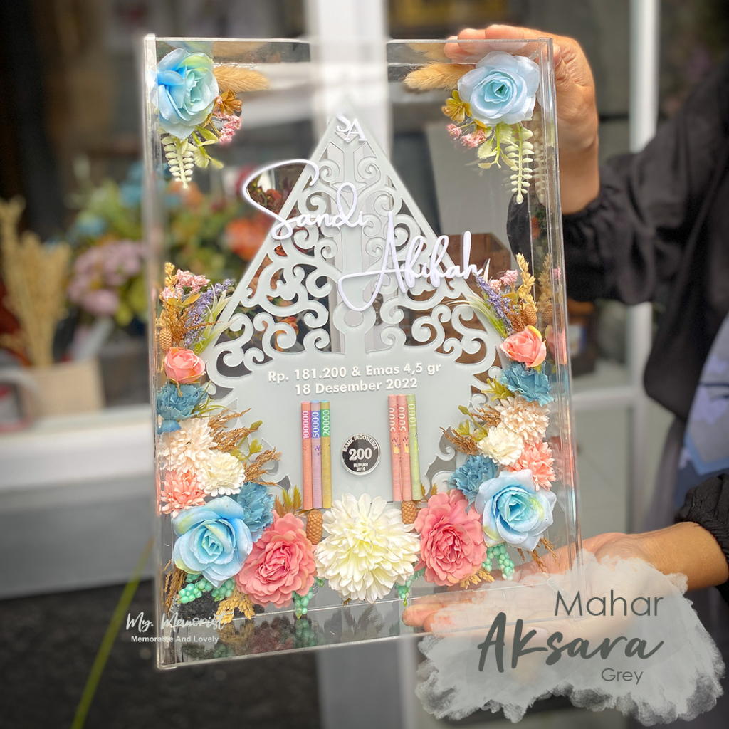 Jual Mahar Aksara Frame Full Akrilik Bunga Rustic size 30x40 cm ...