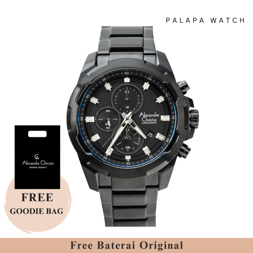 Jual Jam Tangan Pria Alexandre Christie AC 6523 Full Black Chrono ...