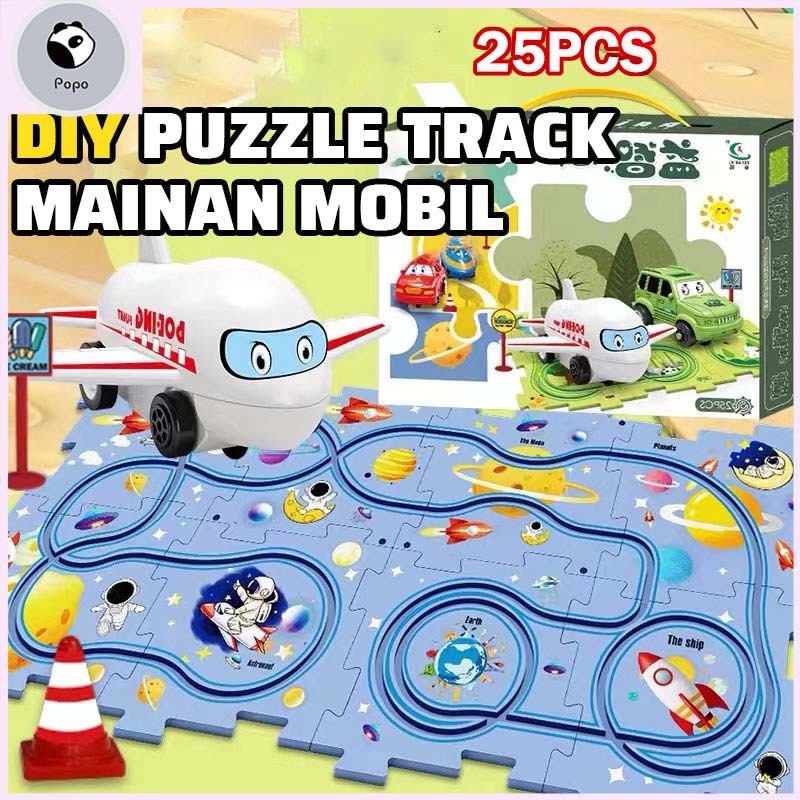 Jual DIY Puzzle Track Mainan Mobil Elektrik Trek Penyambungan Gratis ...