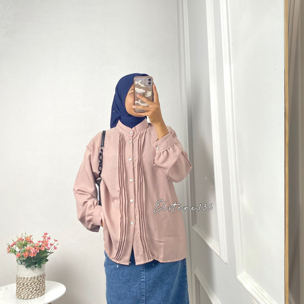 Jual Dela Blouse Kemeja Wanita Opnaisel Polos Terkini Shakila Allsize | Shopee Indonesia