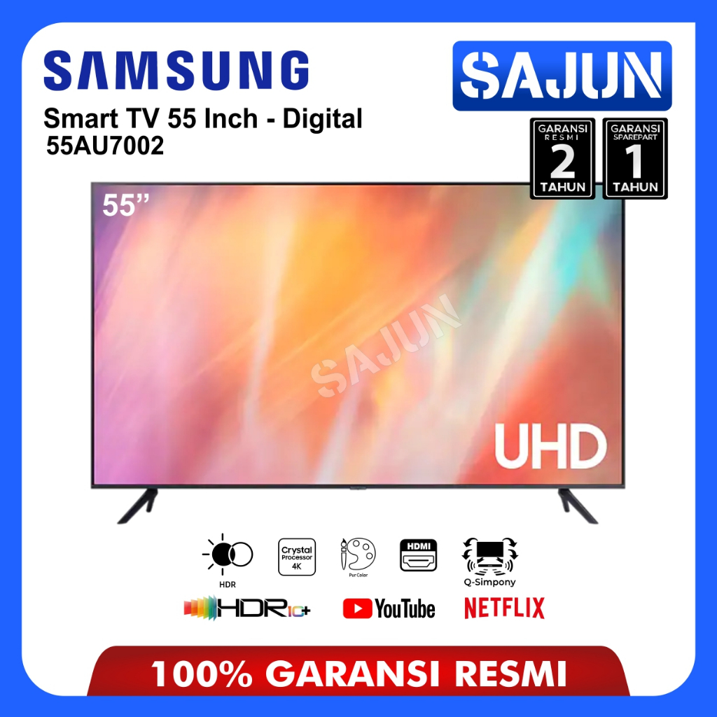 Jual SAMSUNG Crystal UHD 4K HDR UA55AU7002 Smart TV LED 55 Inch ...
