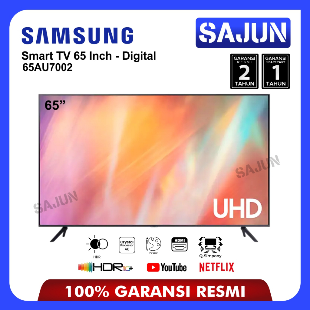 Jual Samsung UA65AU7002 Smart TV LED 65 Inch Crystal 4K UHD Garansi Resmi 65au7002 | Shopee ...