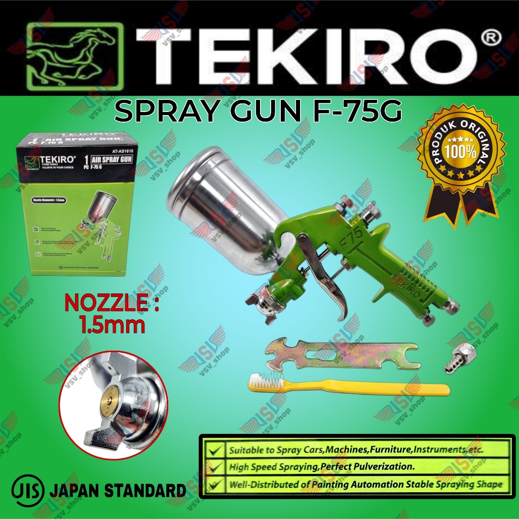 Jual TEKIRO Spray Gun Tabung Atas F75G Semprotan Cat Tangki Atas 400ml ...