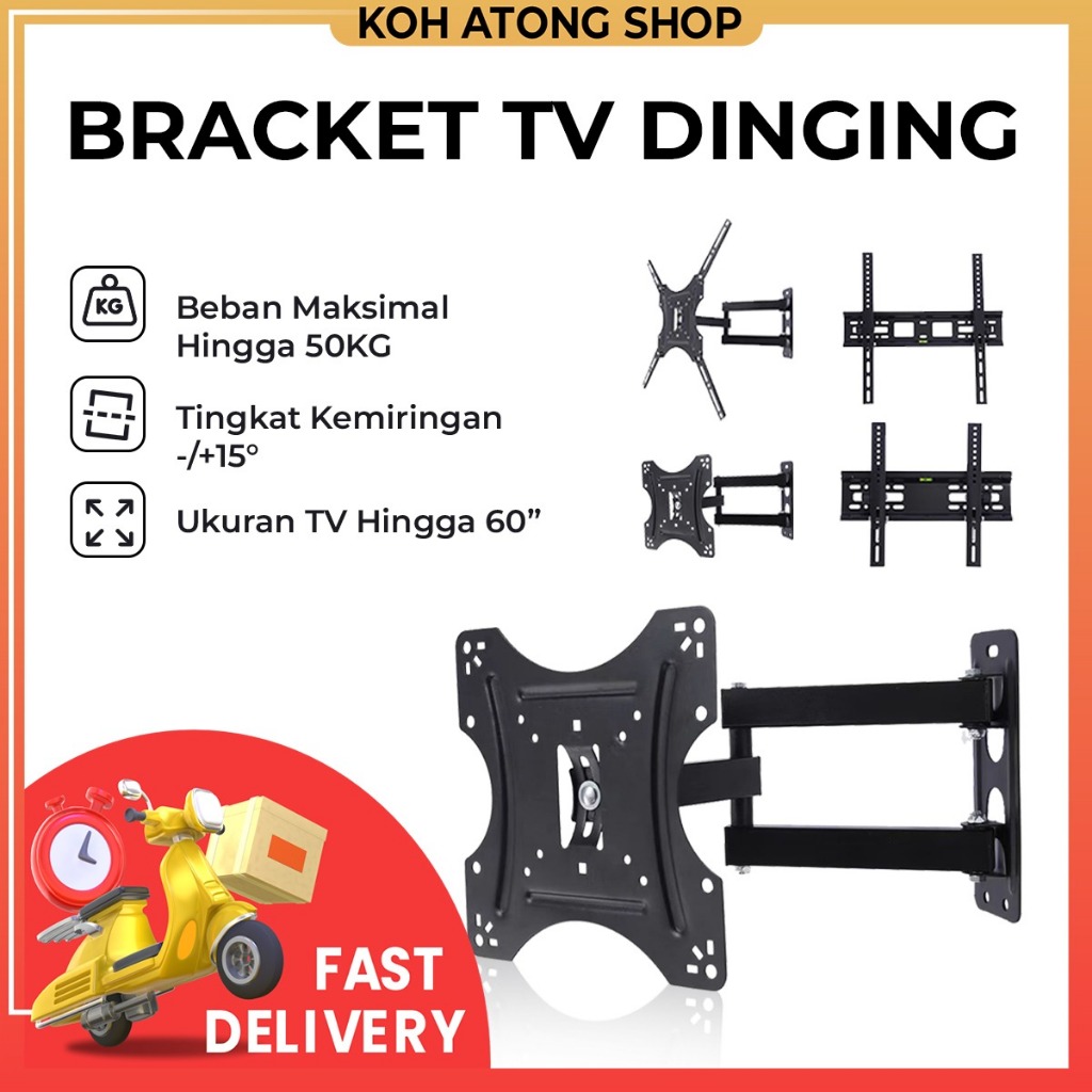 Jual Bracket TV Dinding |Penyangga TV Dinding Besi Kokoh Berkualitas 43 40 32 29 24 21 17 inch ...