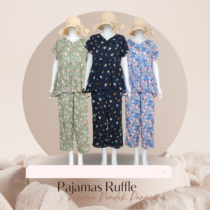 Jual Pajamas Ruffle | Oneset Cantik Premium | Piyama Rayon Premium ...