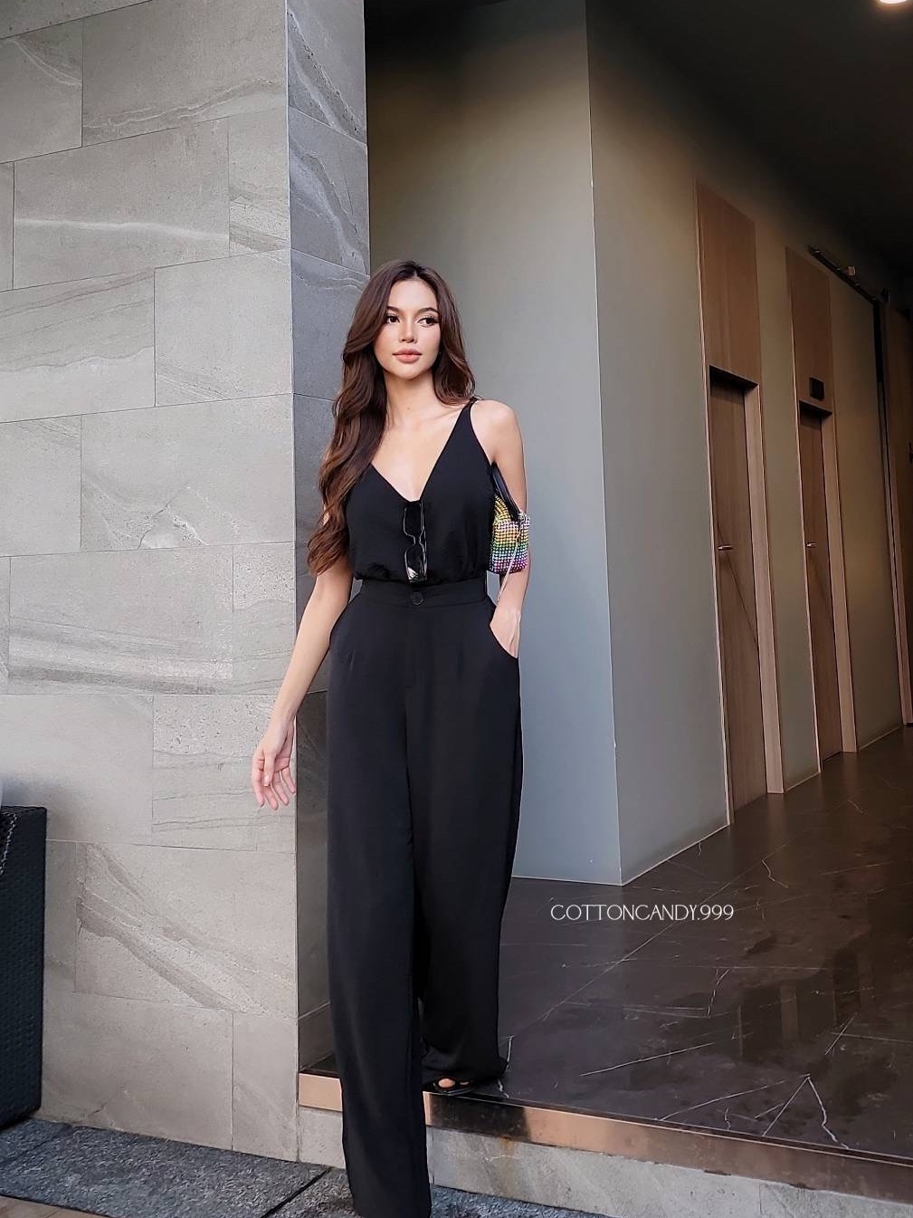 Jual Jeyna Set (Korean Sling Tank Top Long Pants One Set Cotton Candy ...