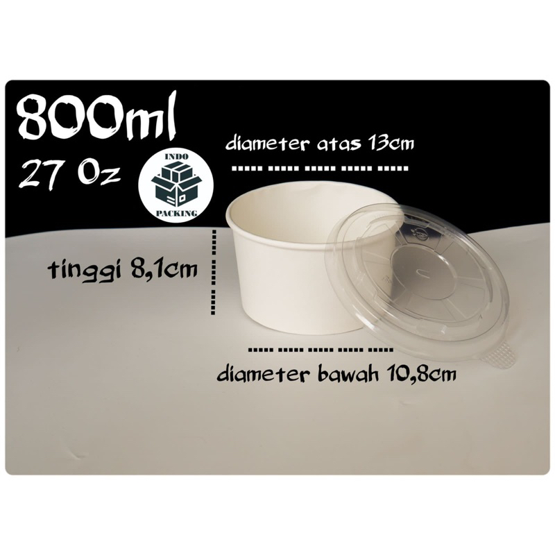 Jual (isi 25) Paper Bowl Ivory 800ml 800 ml 27oz 27 Oz / Mangkok Kertas ...