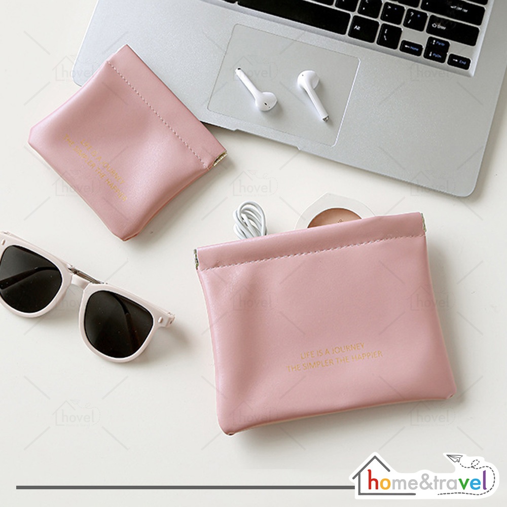 Jual HOVELSHOP Pouch Kulit Kecil Kotak Pembalut Organizer Mini Dompet ...