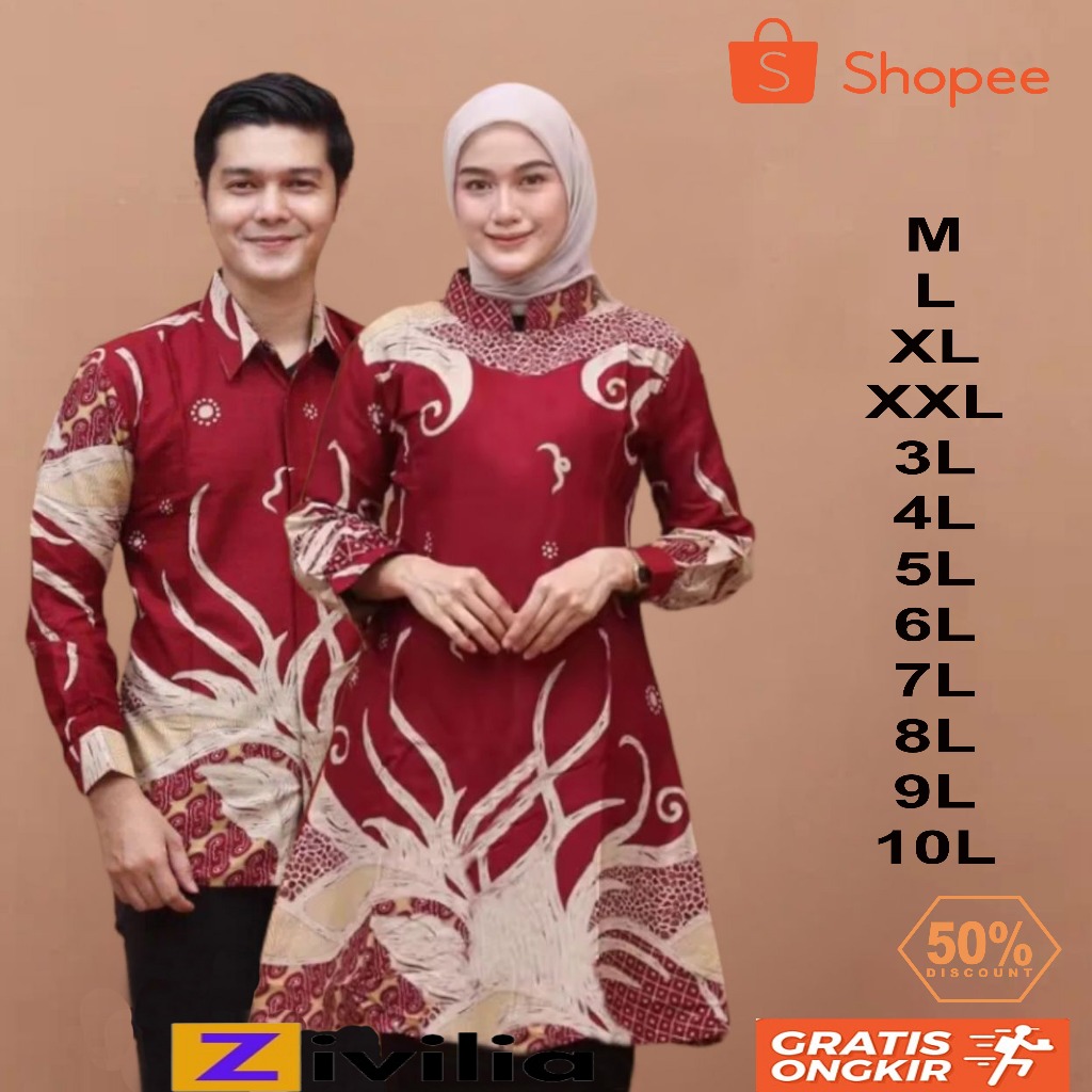 Jual COUPLE TUNIK BATIK PAKAIAN WANITA BAJU WANITA BAJU KANTOR BAJU ...