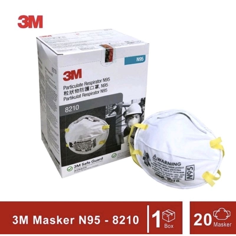 Jual Masker 3M N95 8210 Original Segel Hologram 1Box Isi 20pcs - 3M Masker N95 8210 Particulate ...