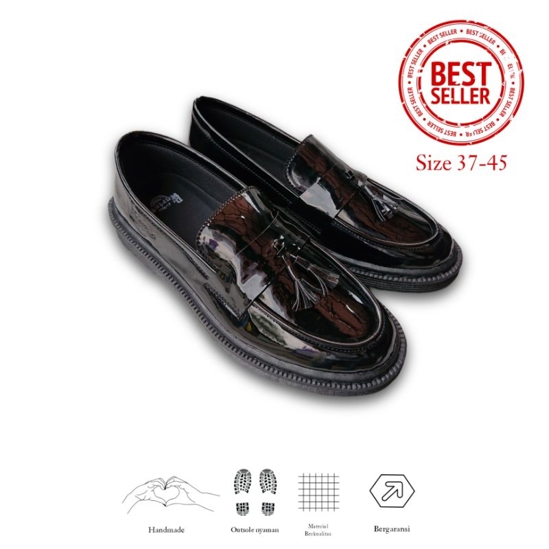 Jual Sepatu Penny Loafers Glossy Pria Hitam / Sepatu Formal Pria Hitam ...