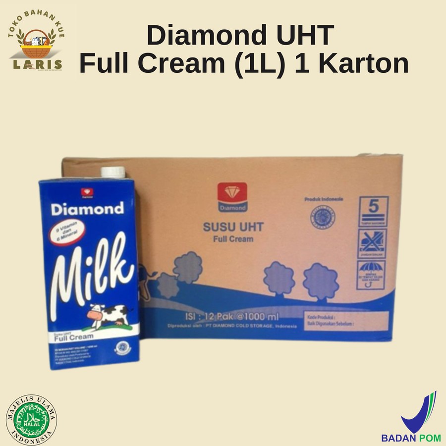 Jual Diamond UHT Milk Full Cream 1 Karton (12 x 1 Liter) | Shopee Indonesia
