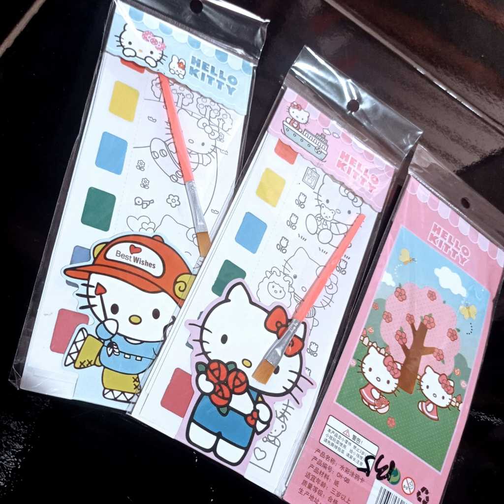 Jual Buku Mewarnai Sanrio Cat Air Kuas Watercolor Paint Hello Kitty ...