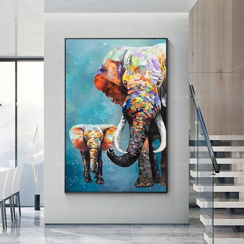 Jual LUKISAN GAJAH CAT TIMBUL KARYA TANGAN (include frame, tinggal ...