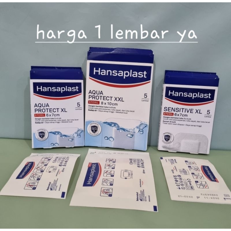 Jual HANSAPLAST Aqua Protect XL 6x7 cm / XXL steril 8x10cm / Sensitive XL 6x7cm harga satuan ...