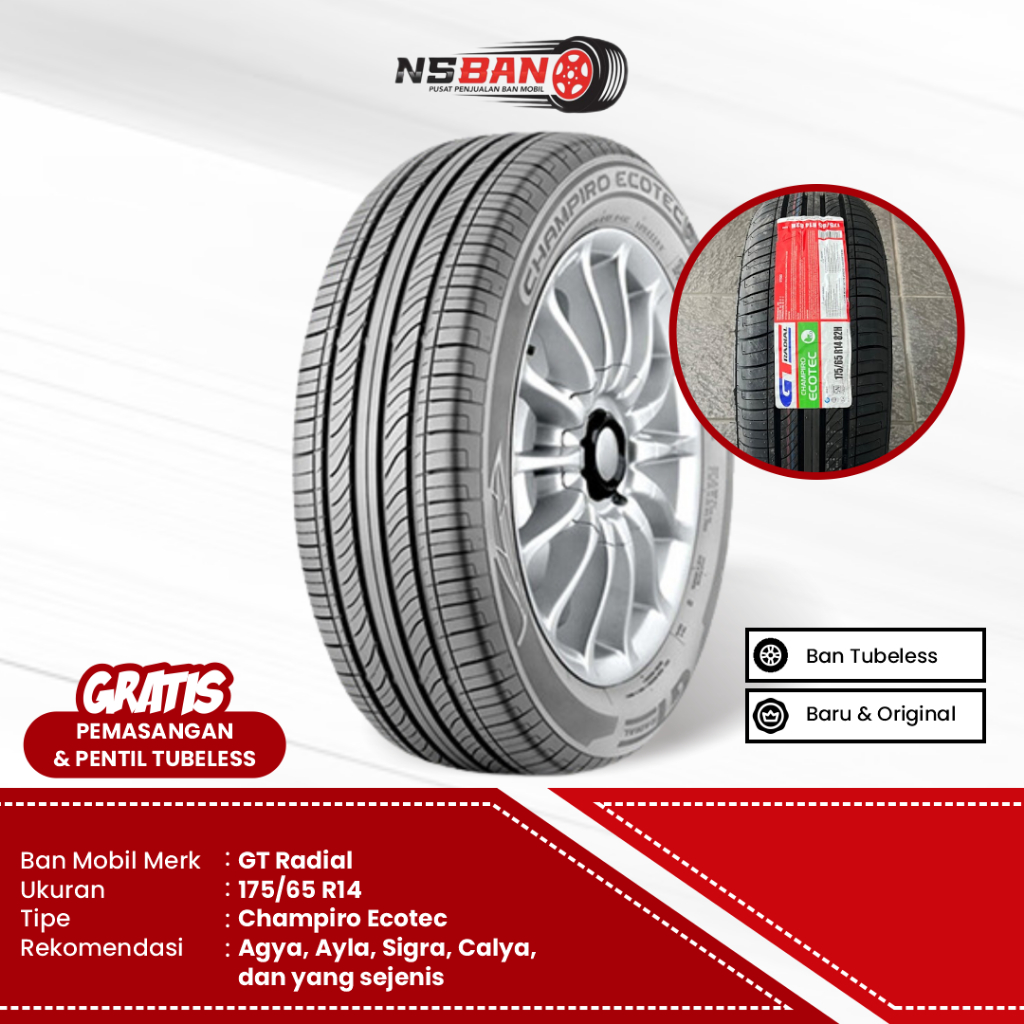 Jual Roda Ban Mobil GT Radial 175/65 R14 Champiro Ecotec Motif Garis Lurus | Shopee Indonesia